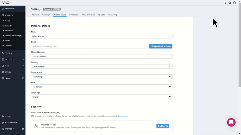 Protect Your Account With Two-Factor Authentication| VWO Product Updates
